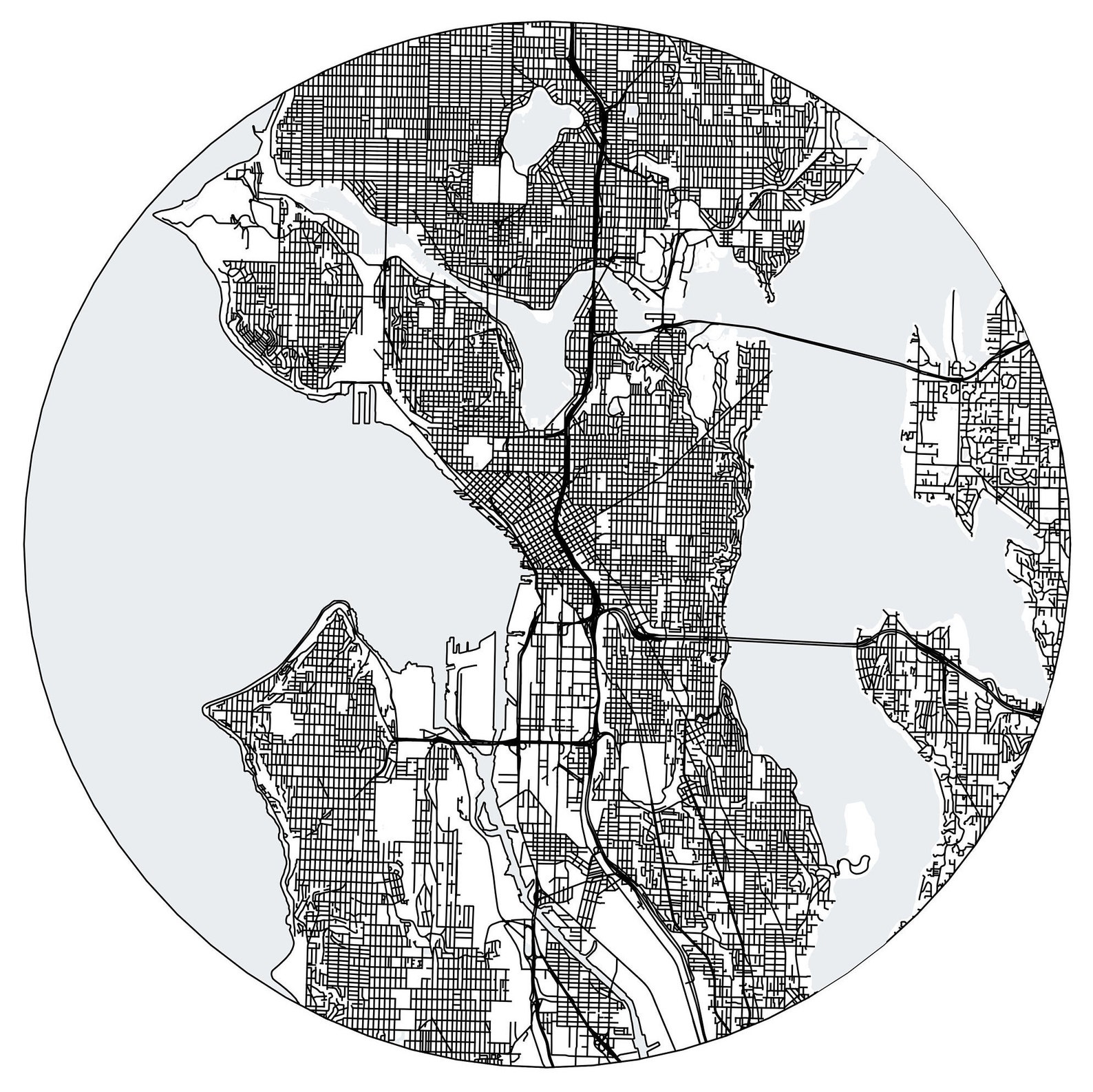 Seattle Printable Map Seattle Map Poster Seattle Washington | Etsy