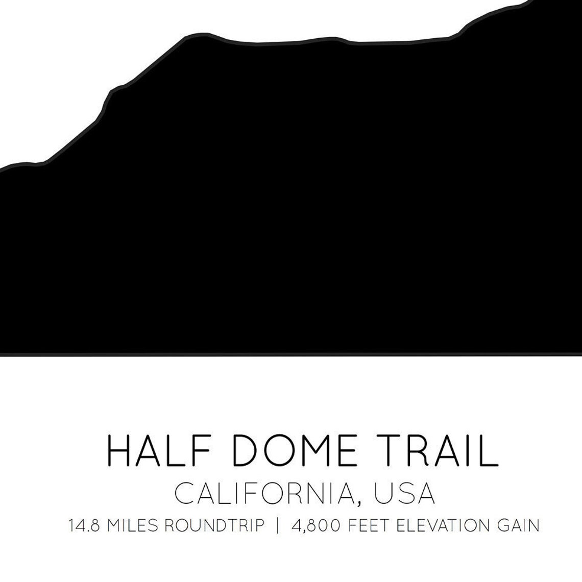 Half Dome Trail Map Printable Half Dome Trail Map Elevation - Etsy
