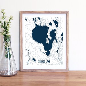 Printable Sebago Lake Map, Sebago Lake Maine Print, Sebago Lake Art ...