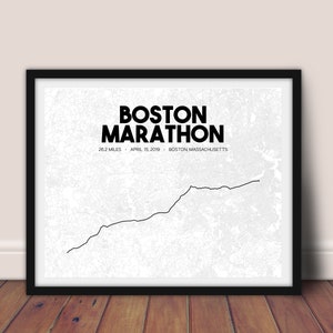 Boston Marathon Course Map 2019, Marathon Printable Map Art, Custom ...