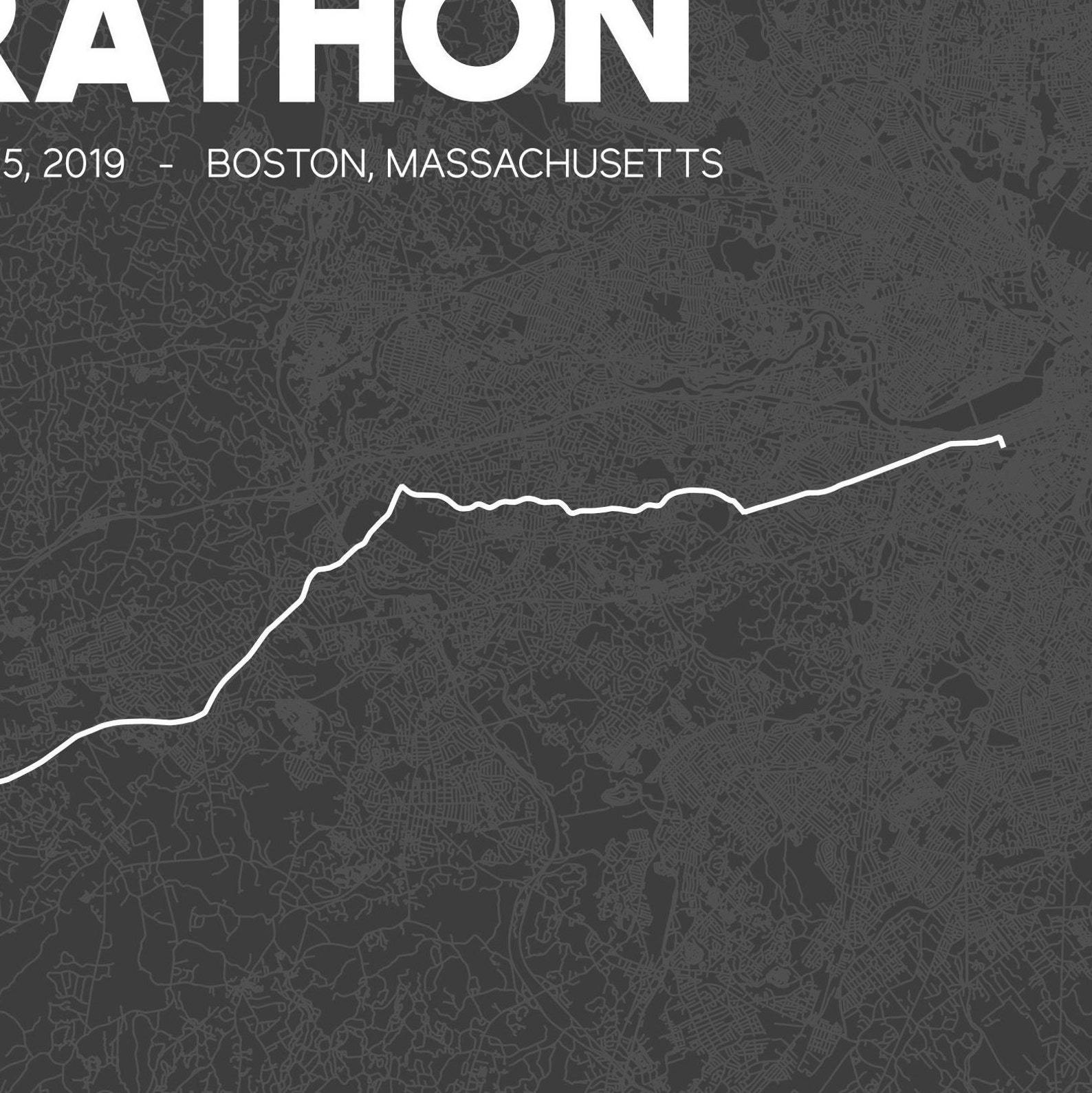 Boston Marathon Course Map 2019 Marathon Printable Map Art - Etsy