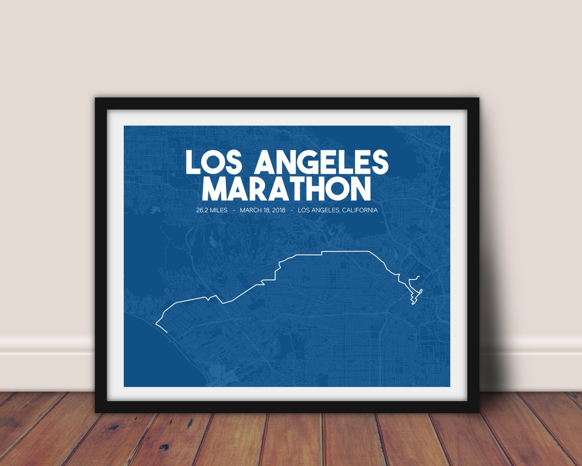 Los Angeles Marathon Course Map 2018 Marathon Printable Map - Etsy