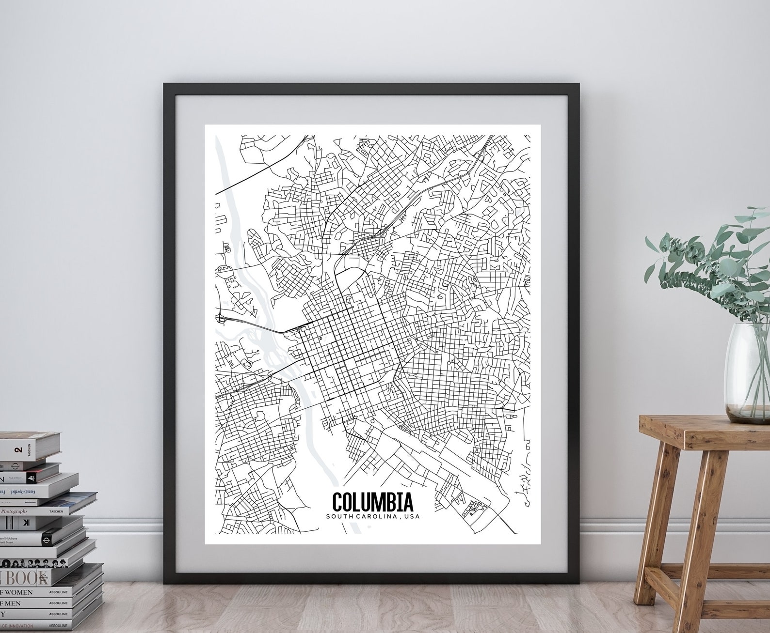 Columbia South Carolina Map Printable Columbia City Map Art | Etsy