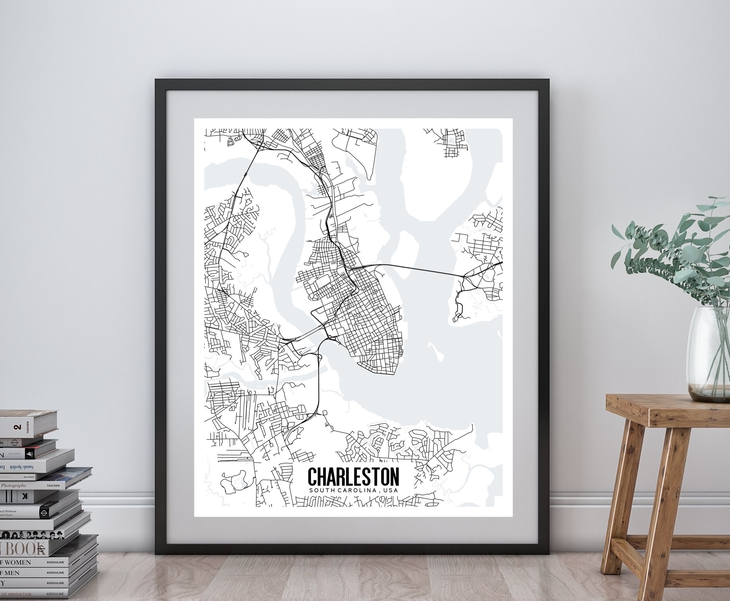 Charleston South Carolina Printable Map Charleston Sc Map - Etsy