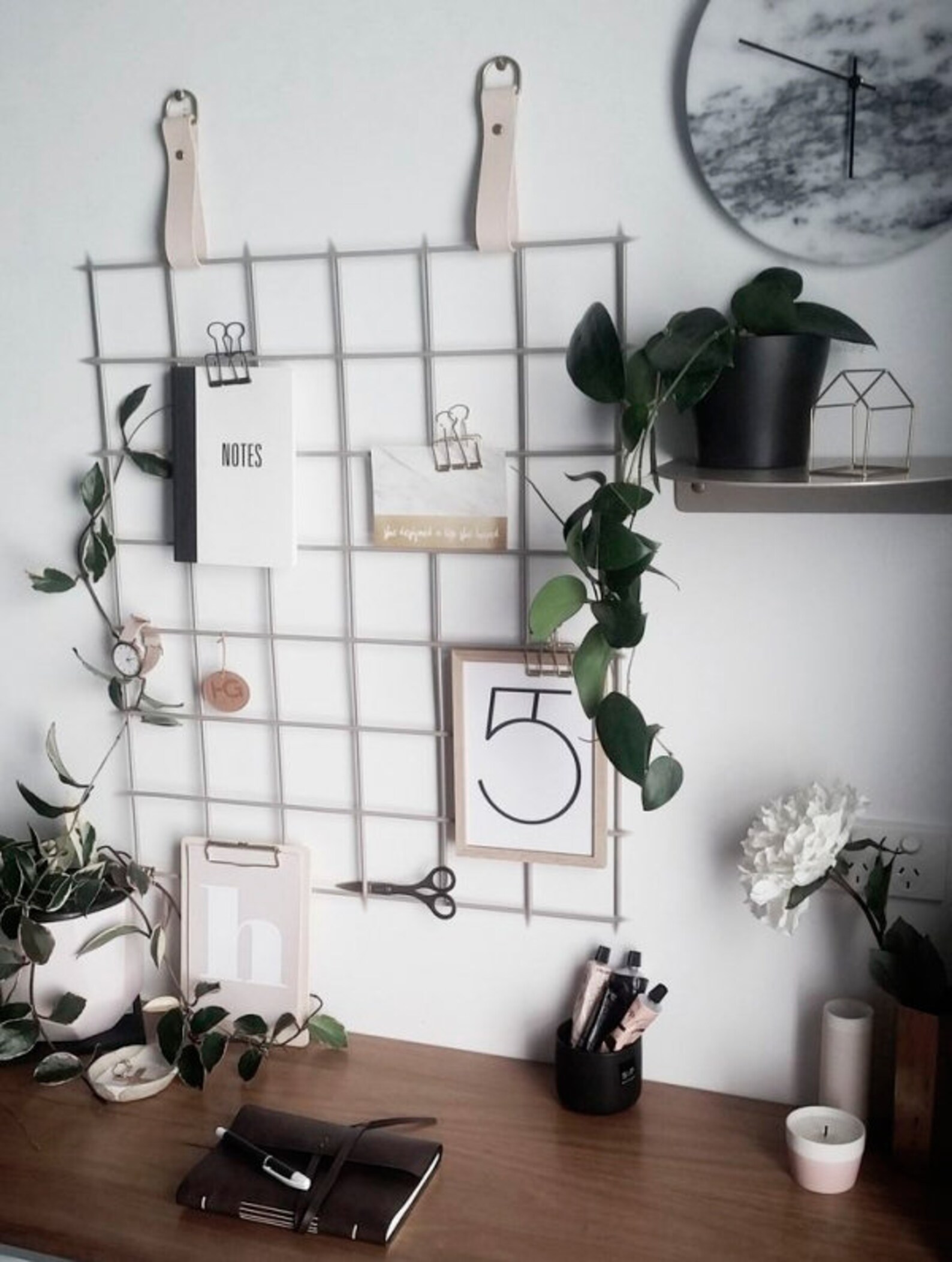 White Wire Wall Grid Shelf FREE Clips Mesh Memo Board | Etsy