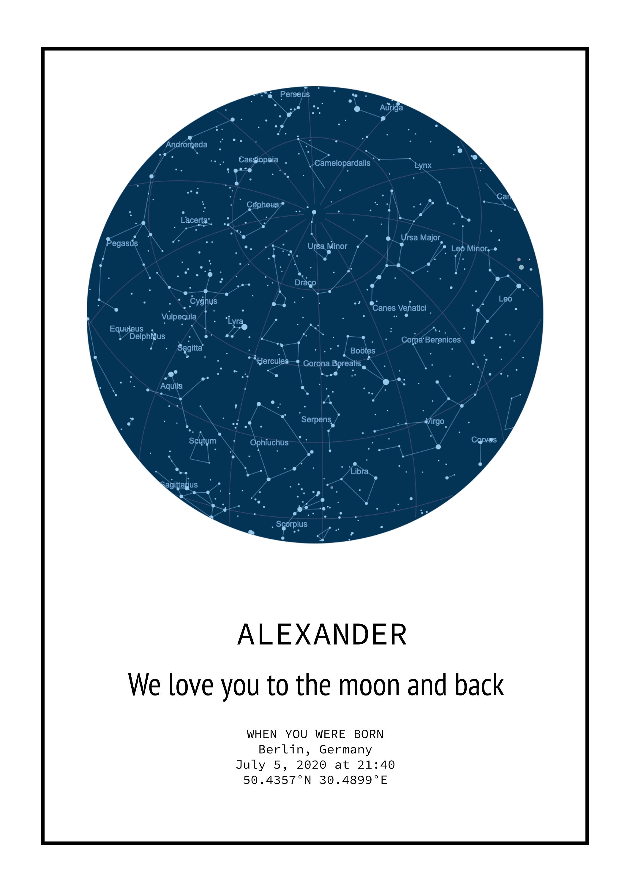 Personalized Night Sky Star Map Birth Announcement Birth - Etsy