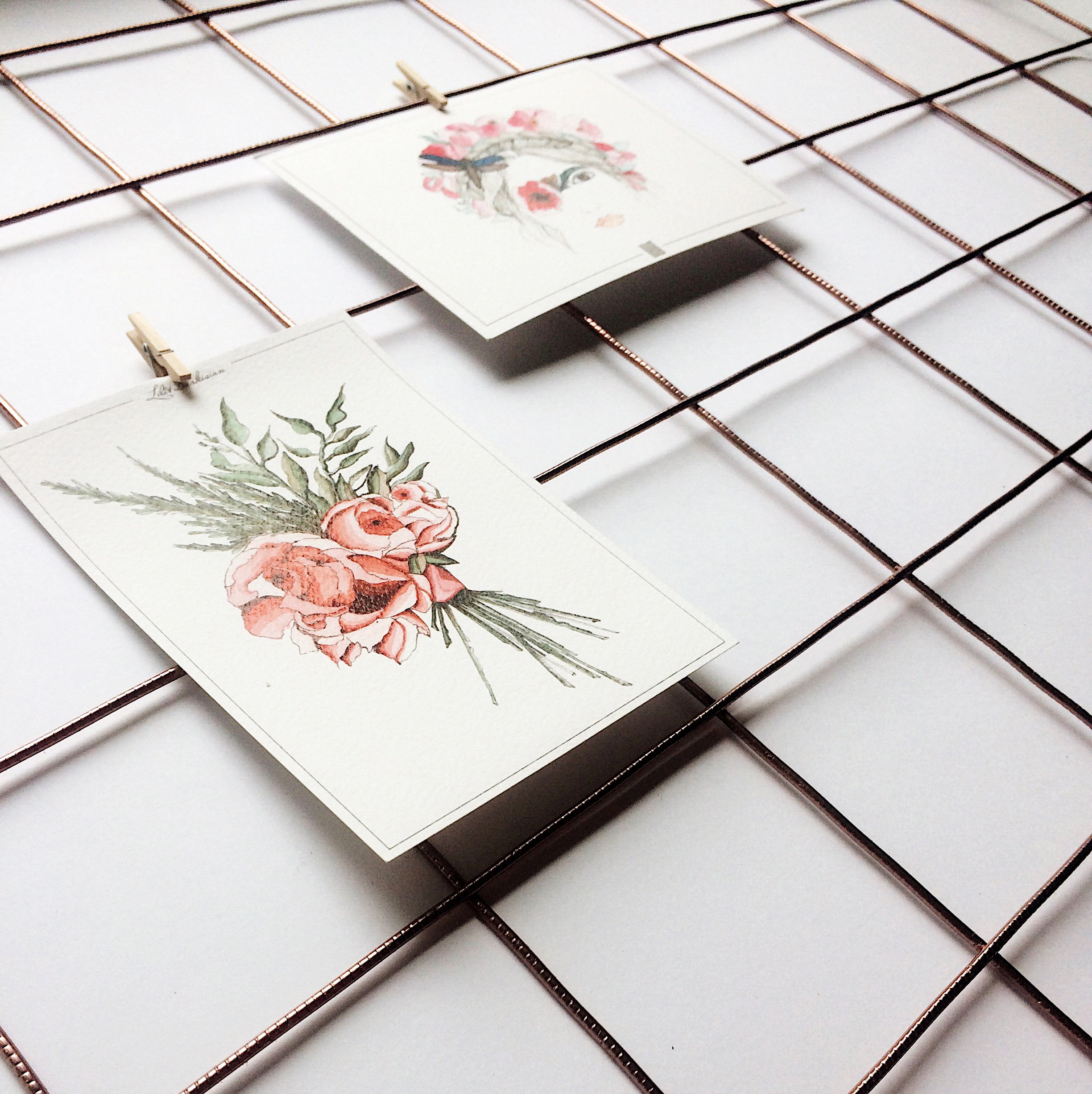 Rose Gold Copper Wire Wall Grid Shelf FREE CLIPS Copper | Etsy UK