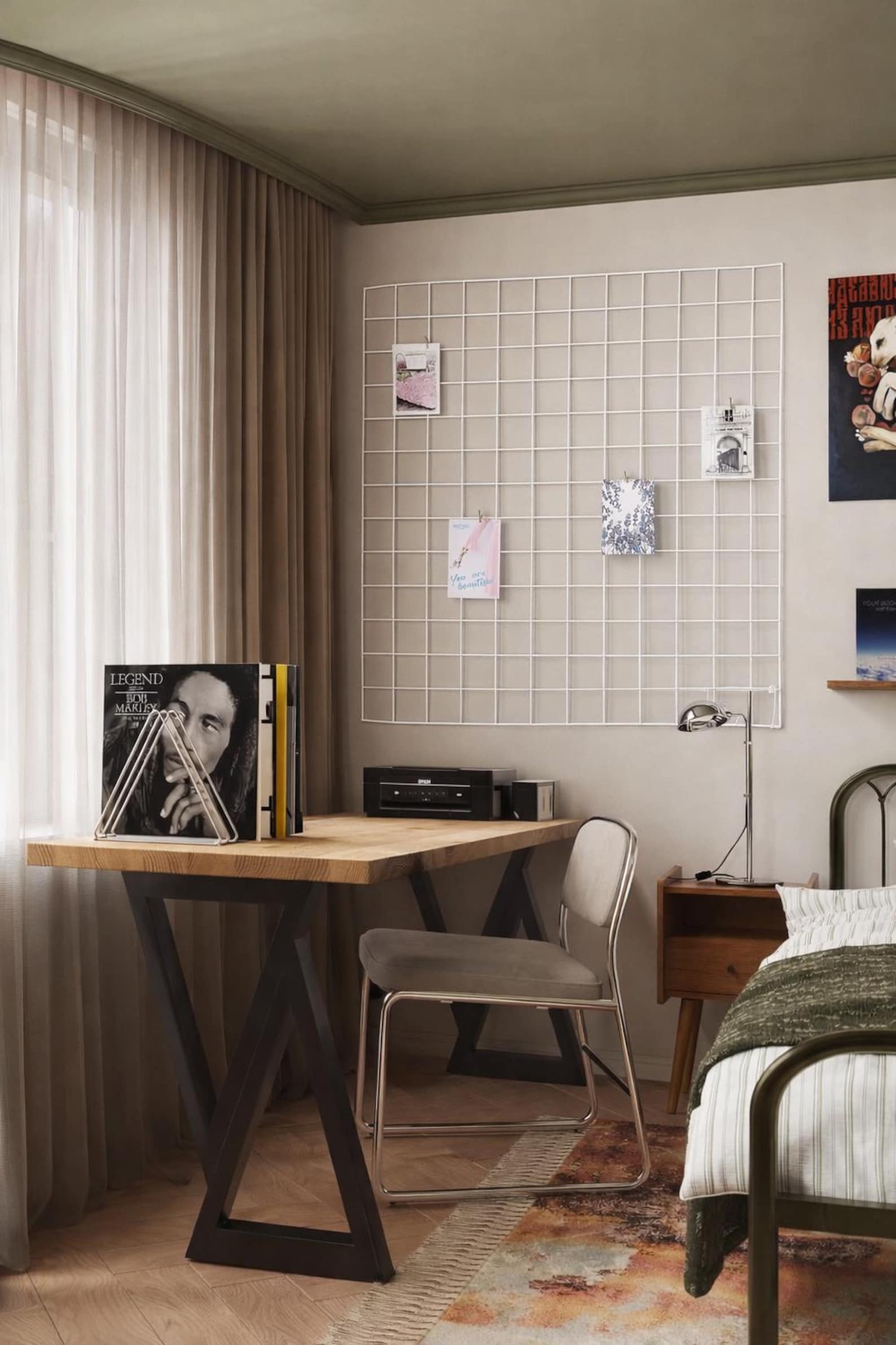 Metal Wire Wall Grid Panel 100x100 Cm (39.4”x39.4”) Photo Display Grid ...