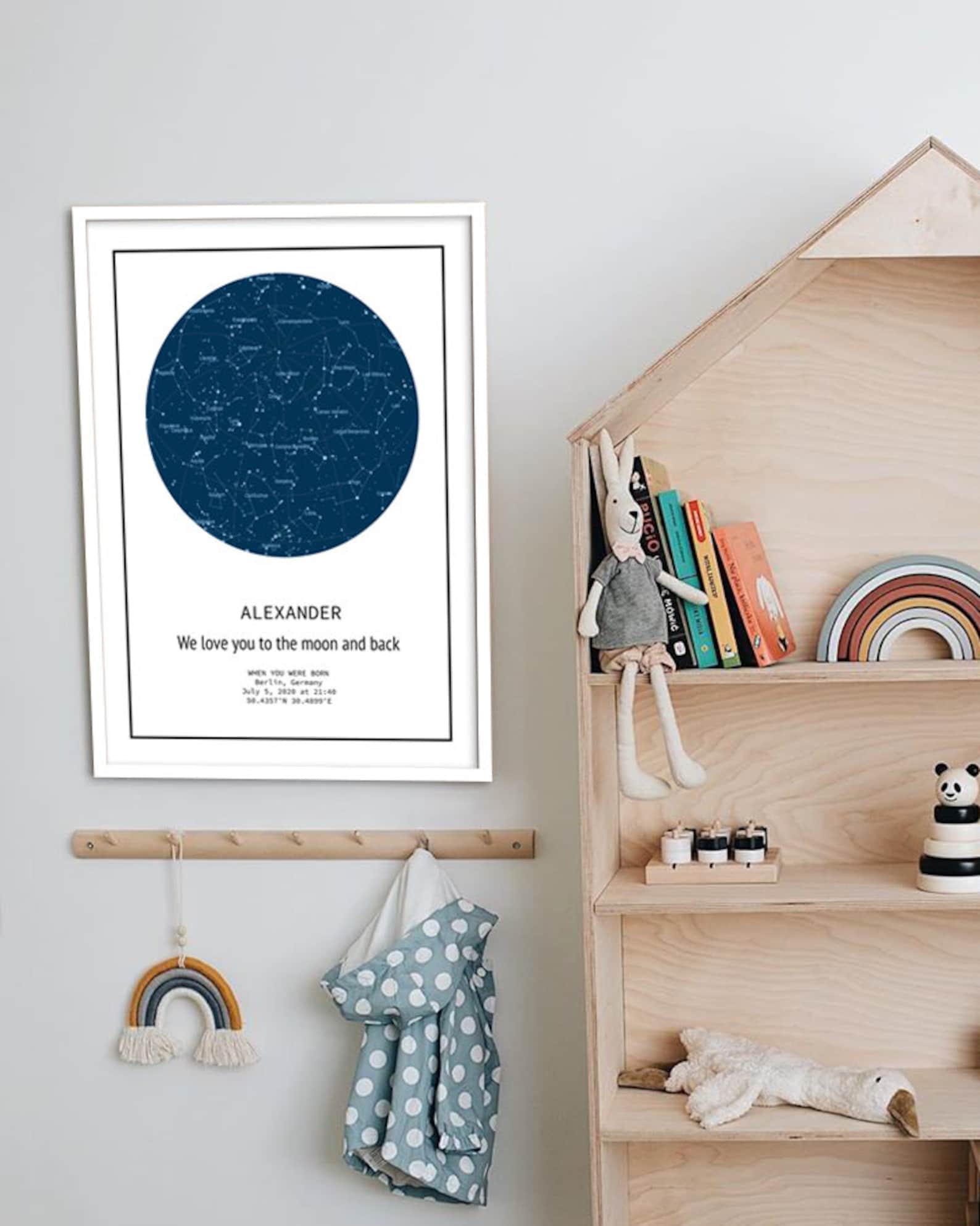 Personalized Night Sky Star Map Birth Announcement Birth - Etsy