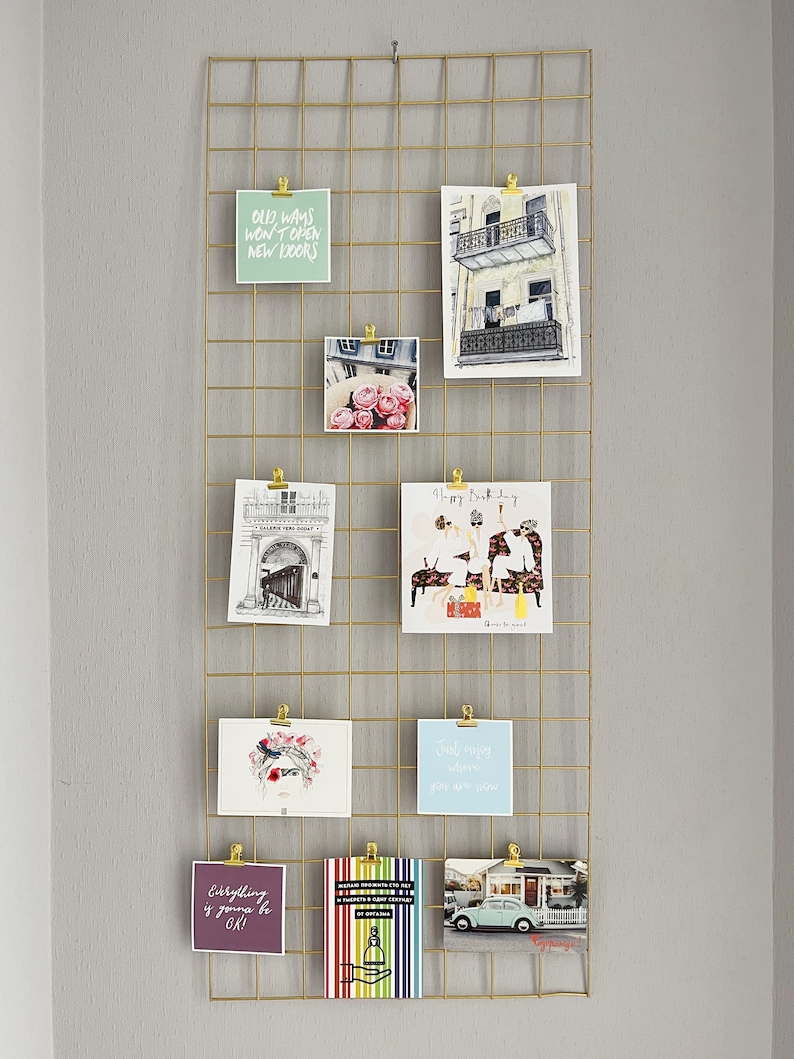 Gold Wire Wall Grid FREE Clips Large Metal Photo Grid Foto - Etsy