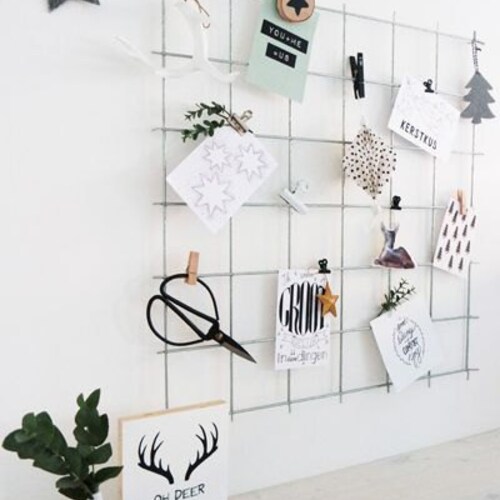 Large White Wire Wall Grid Shelf FREE Clips Mesh Memo - Etsy