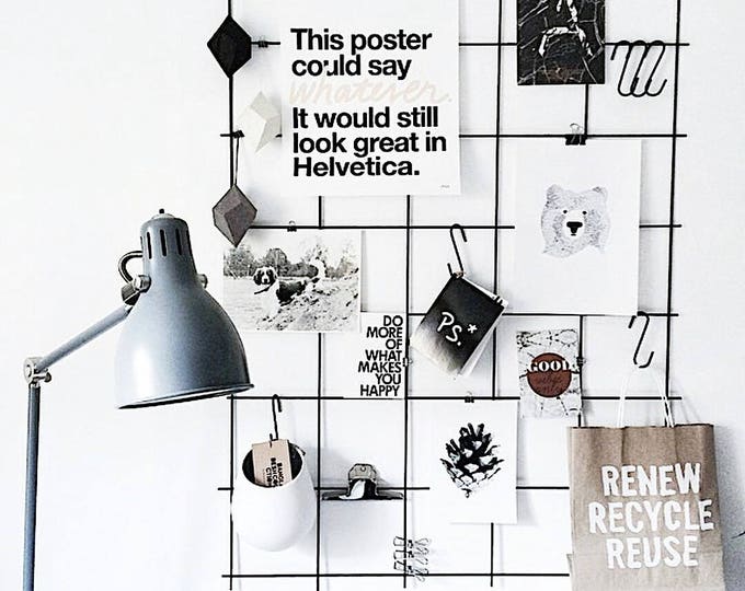 Large Black Wire Wall Grid Shelf FREE CLIPS Wire Mesh Memo - Etsy