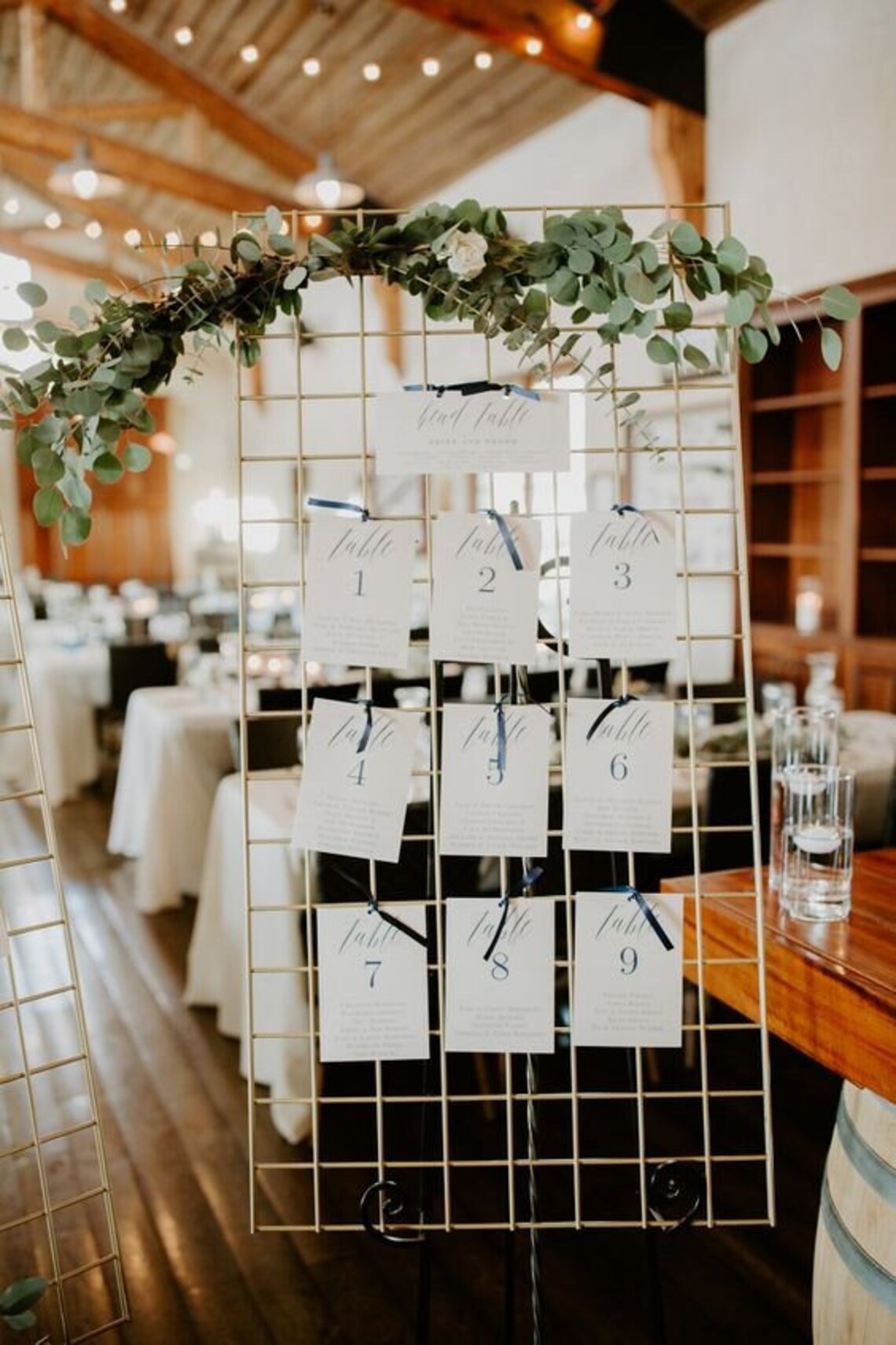 Wedding Seating Chart BOARD, FREE CLIPS, Wire Wall Grid, Gold Wedding ...
