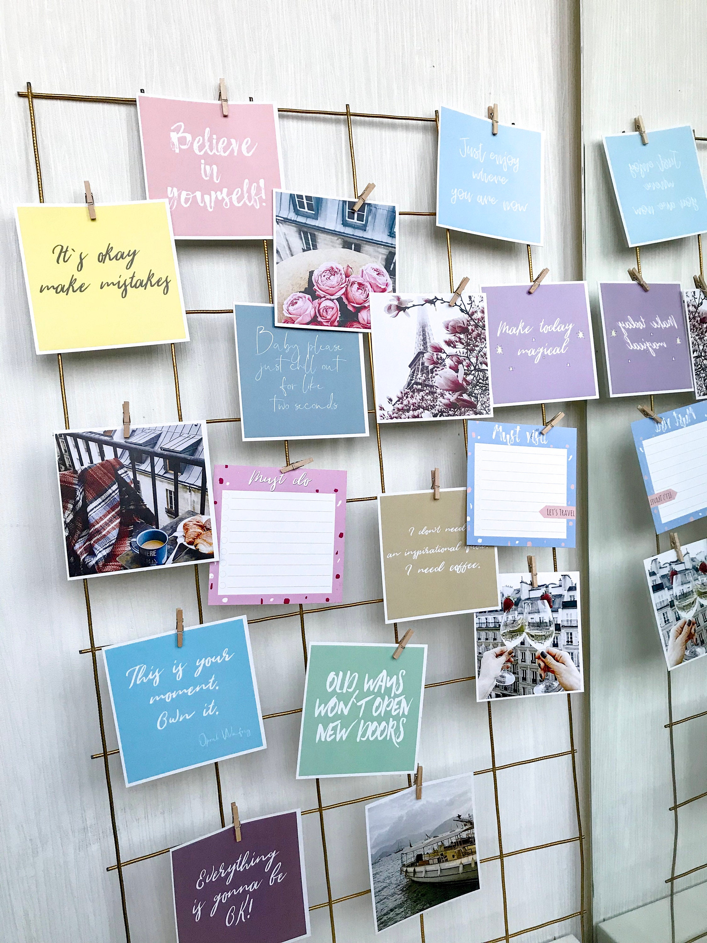 Large White Wire Wall Grid Shelf FREE Clips Mesh Memo | Etsy