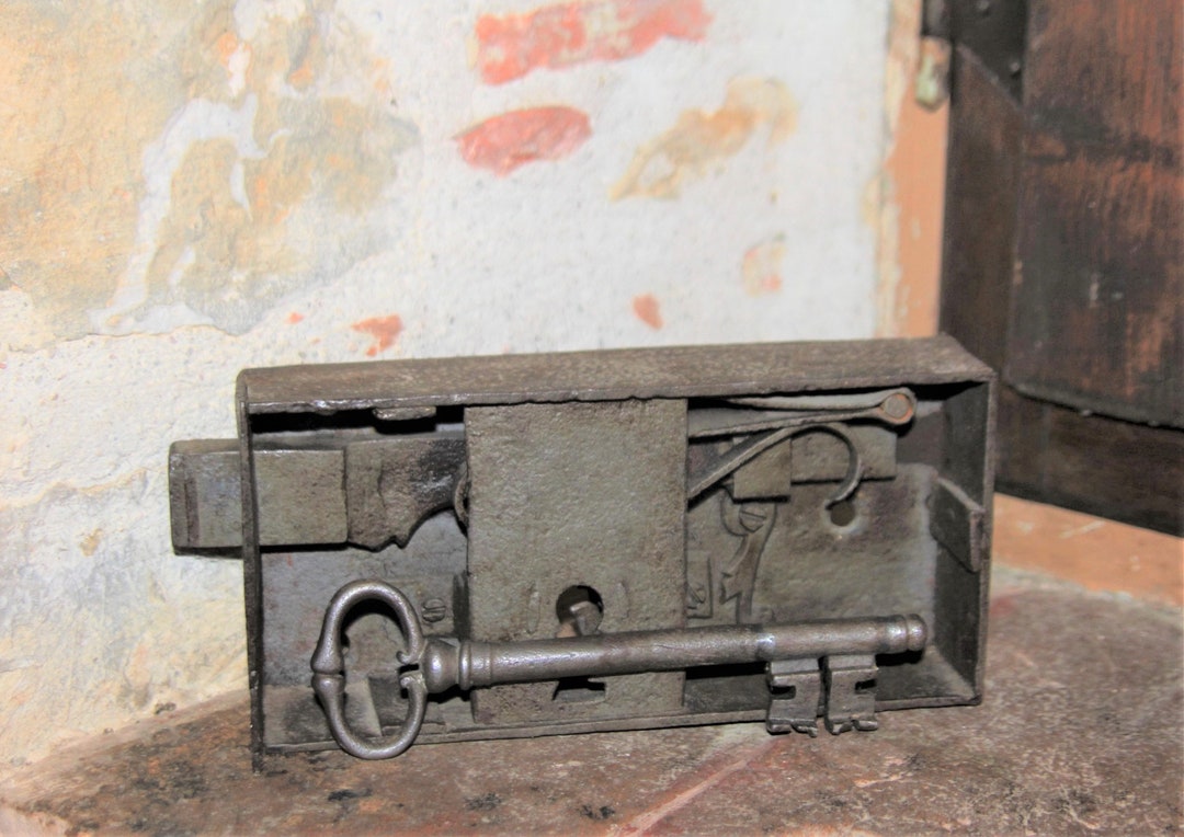 Early 19th Century French Rim Lock & Key With Integral Spring Lever - Etsy