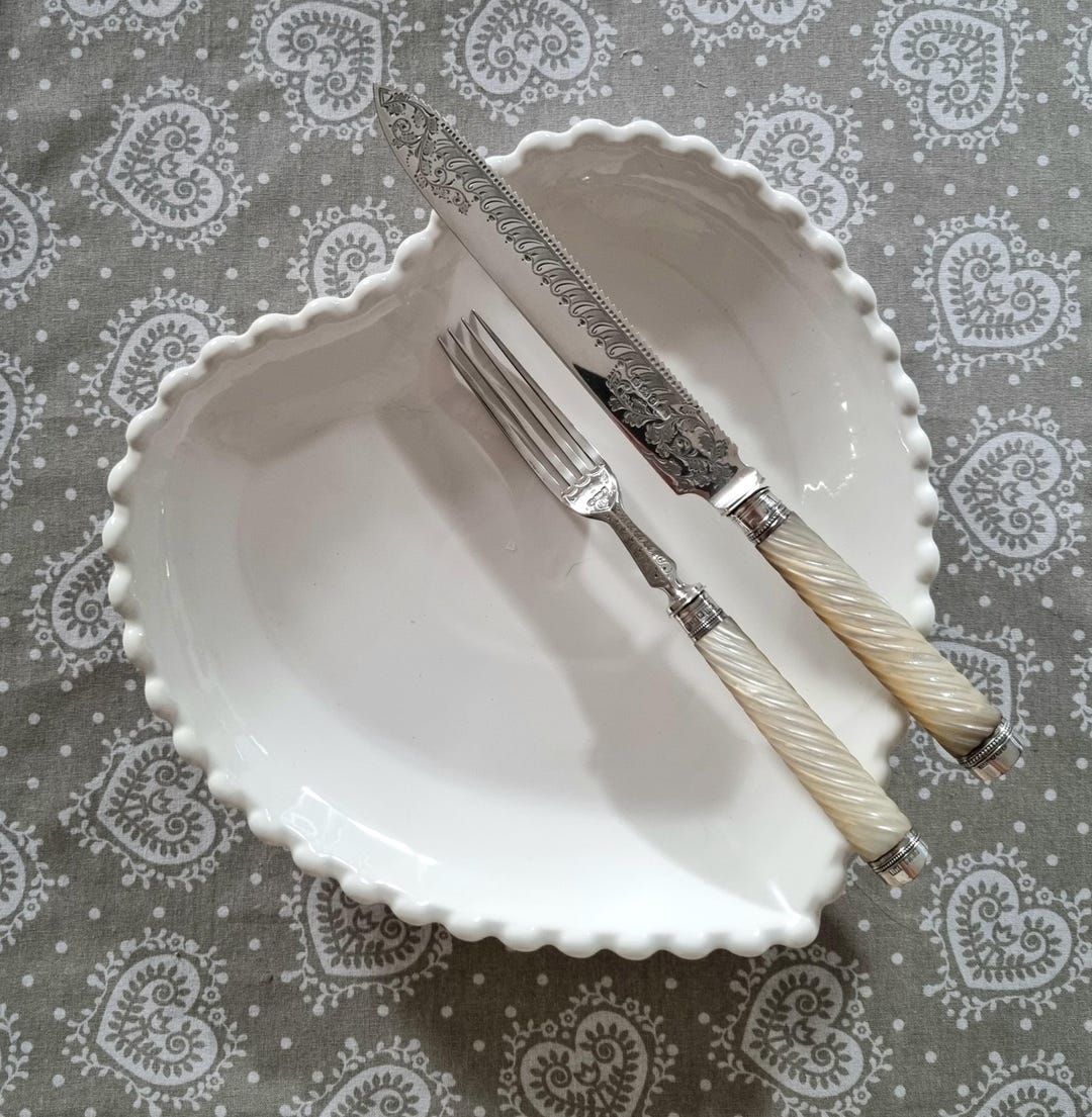 Harrison Bros & Howson Silver and Mother of Pearl Cake Knife and Fork ...