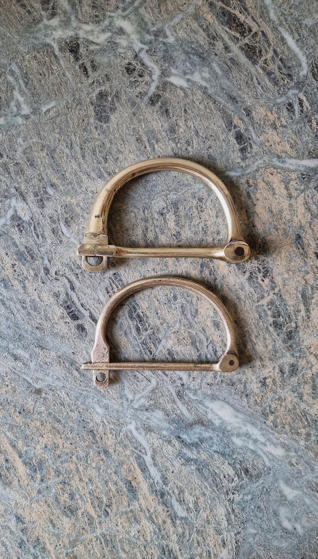 Two Brass Vintage Kit Bag Lock Handles - Etsy