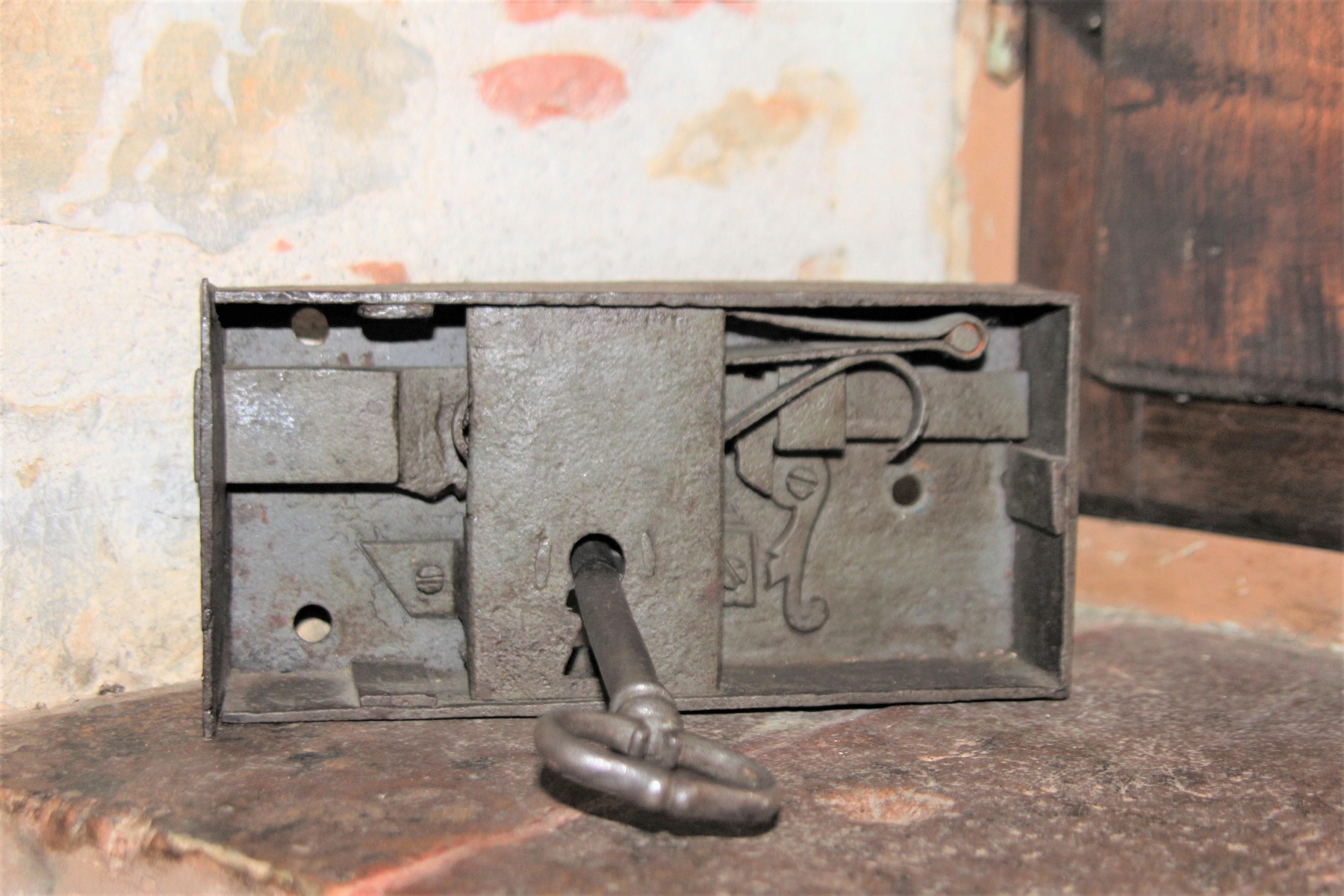 Early 19th Century French Rim Lock & Key With Integral Spring Lever - Etsy