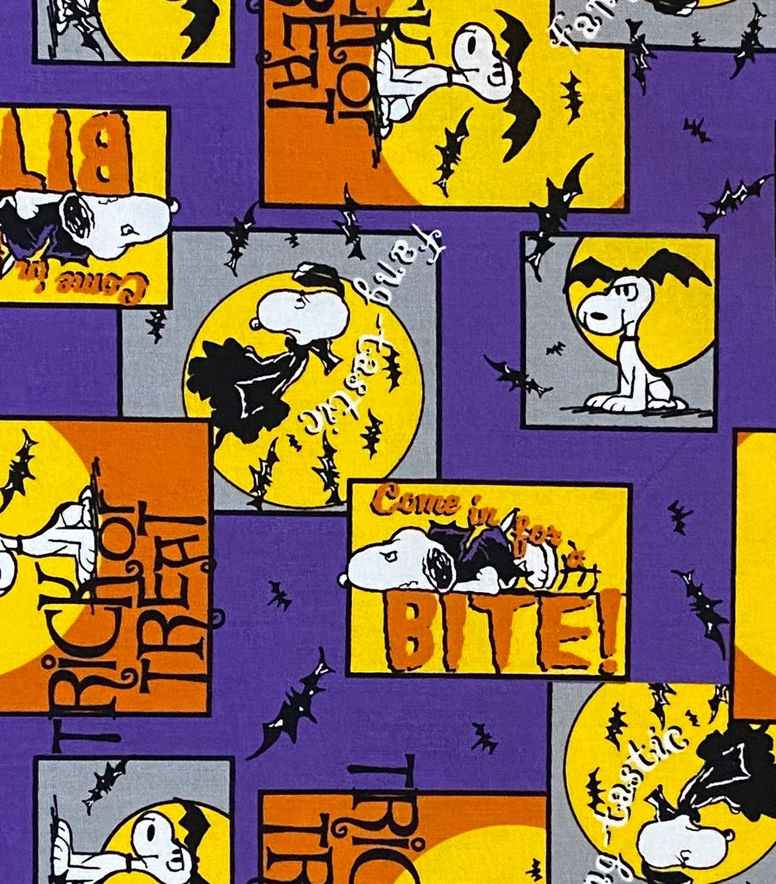 Vampire Snoopy Halloween Fabric Peanuts Trick or Treat OOP - Etsy