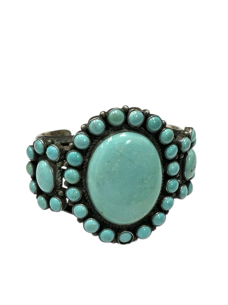Anthony Skeets Sterling Silver and Turquoise Cluster Cuff - Etsy