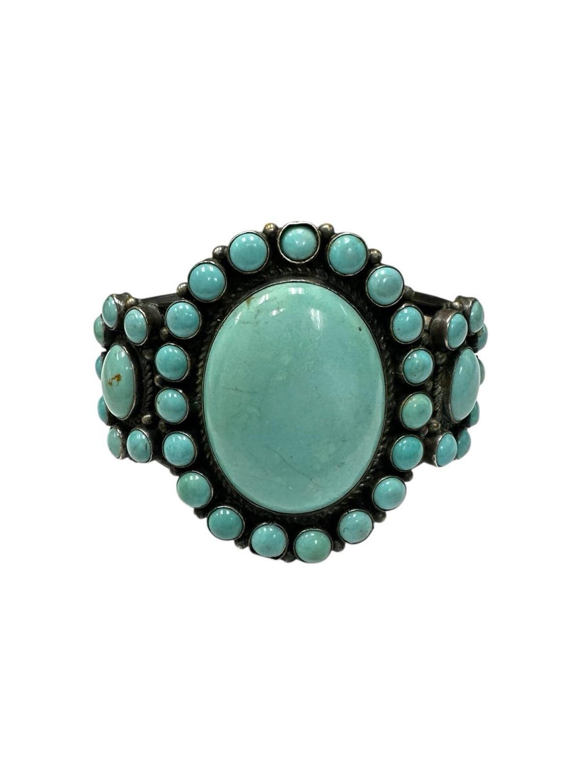 Anthony Skeets Sterling Silver and Turquoise Cluster Cuff - Etsy