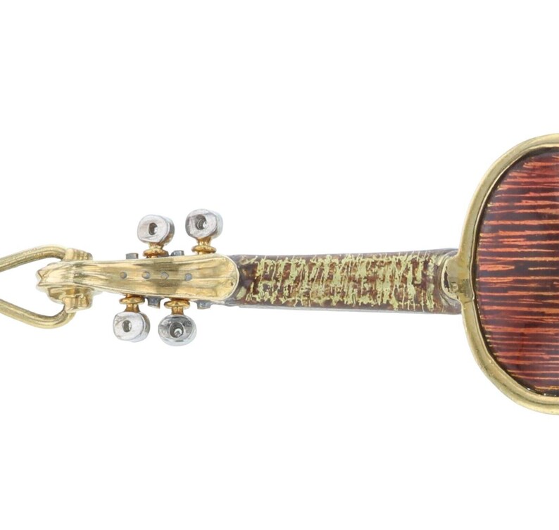 Platinum 18 Karat Yellow Gold & Diamond Violin and Bow Brooch - Etsy