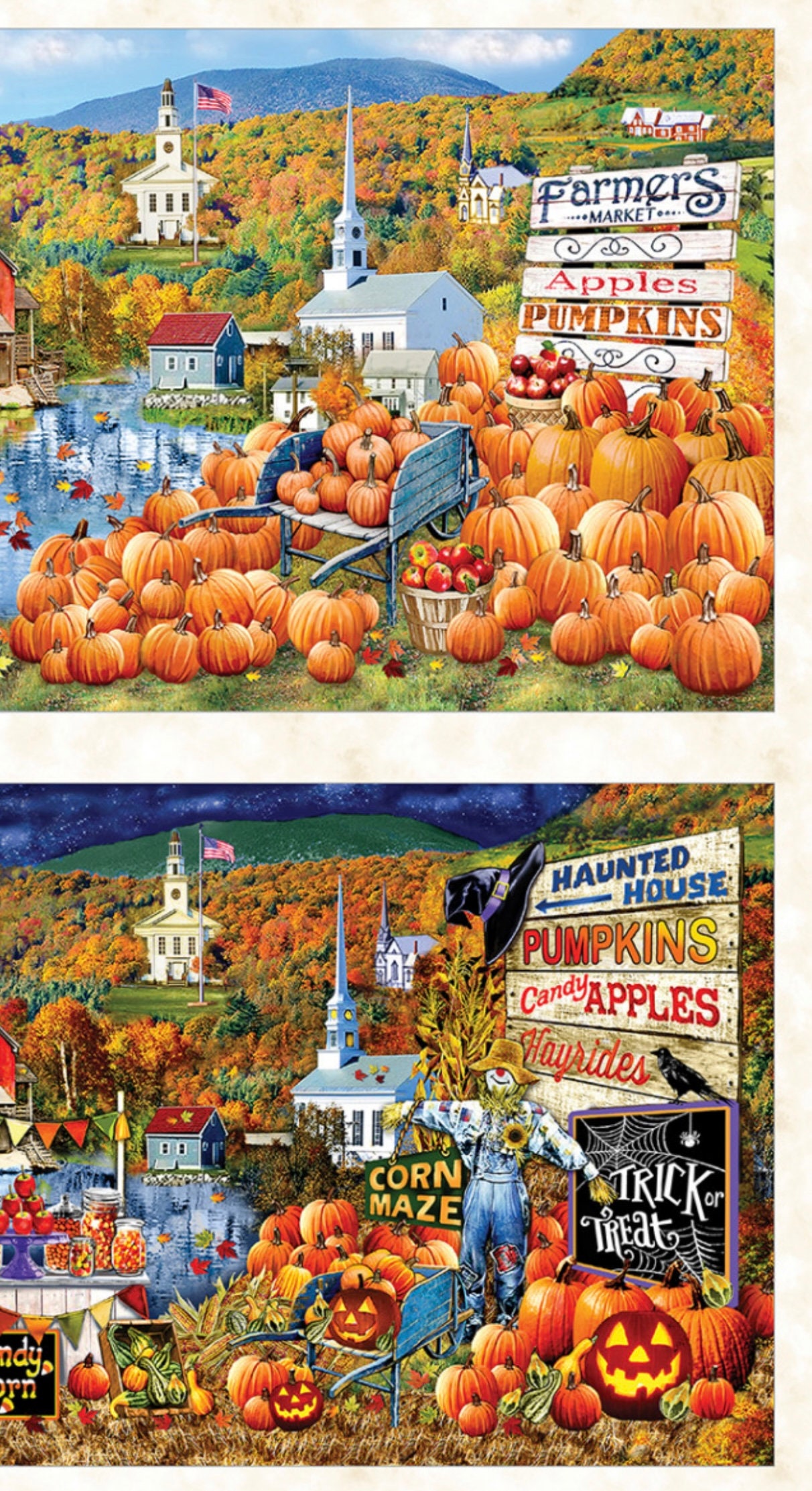 Fall Season Scene Fabric Panel Table Runner - Etsy