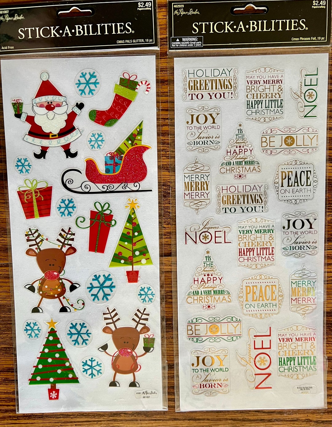 Christmas Pals Glitter or Christmas Phrases Foil Stickers by Stick-a ...