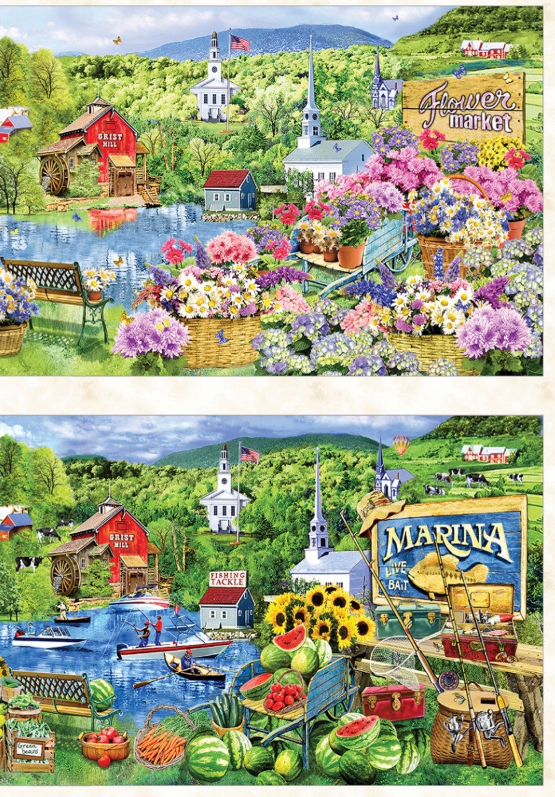 Spring/summer Season Scene Fabric Panel Table Runner - Etsy