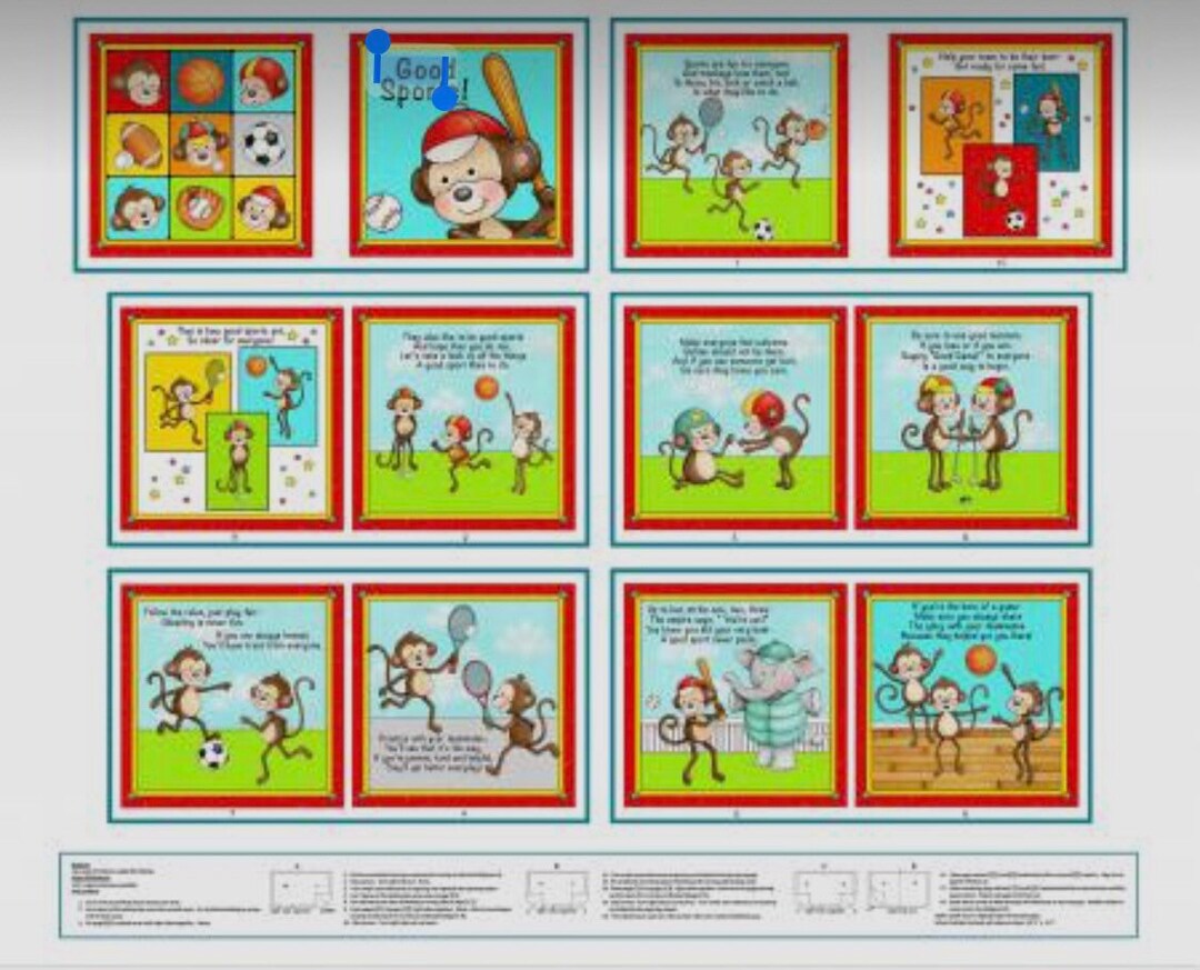 Good Sport Monkey Book Panels - Etsy