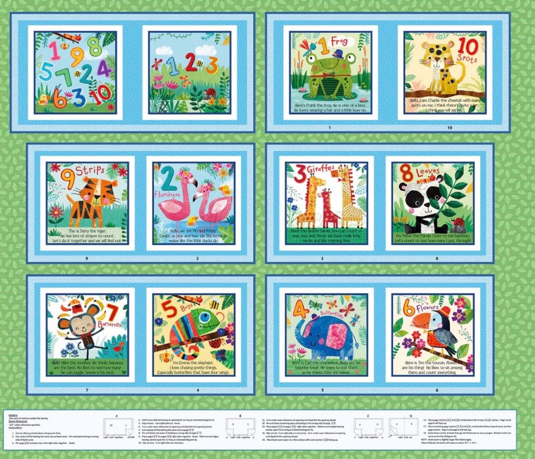 Crew Zoo 1 2 3 Counting Book Panels - Etsy