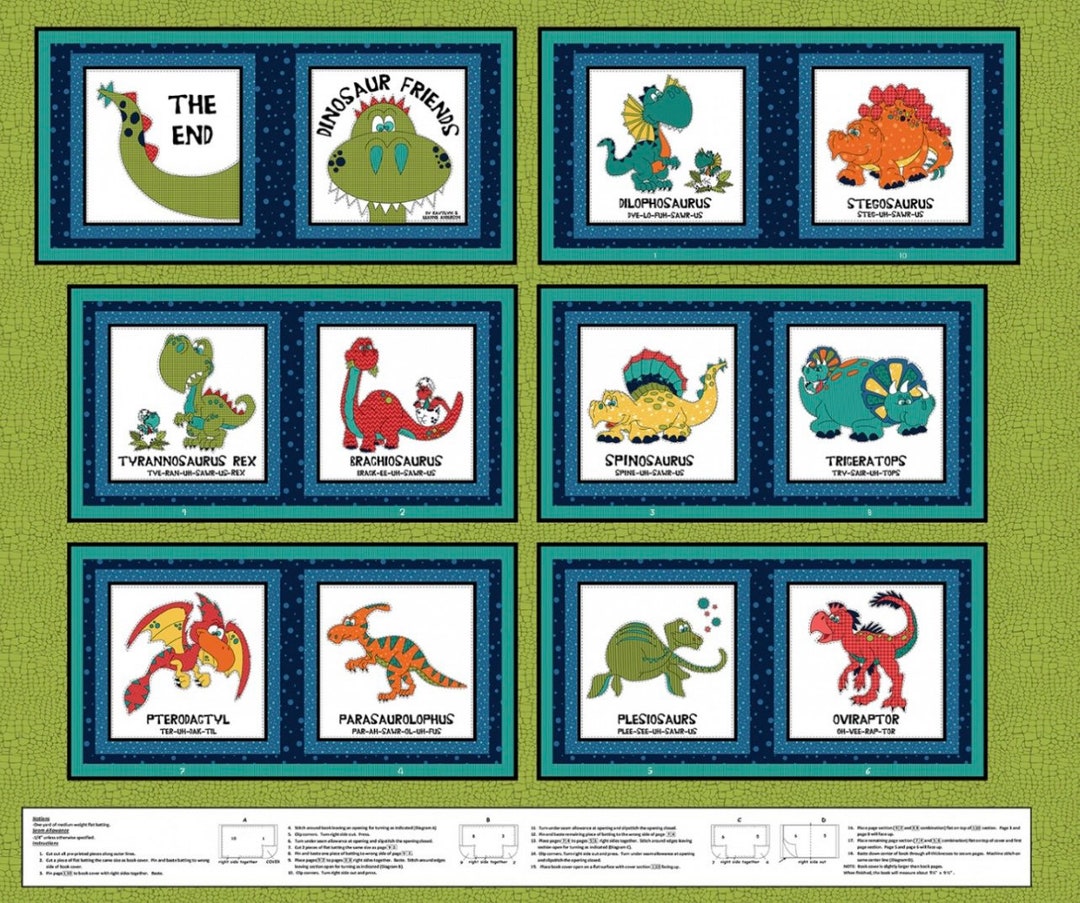 Dinosaur Friends Book Panel - Etsy