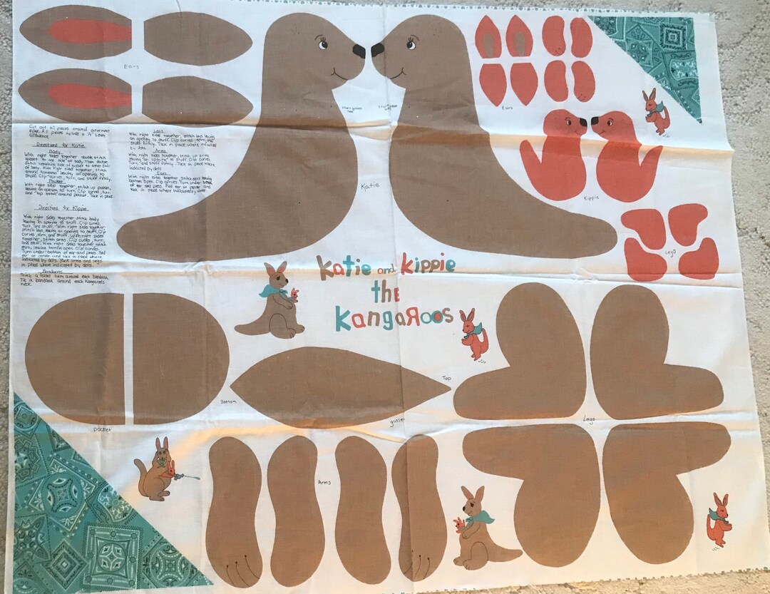Kangaroo Panels Katie & Kippie Kangaroos Full Panel and Rough Cut Apart ...