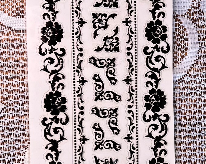 Flower Border Embossed Stickers by Stickabilities - Etsy