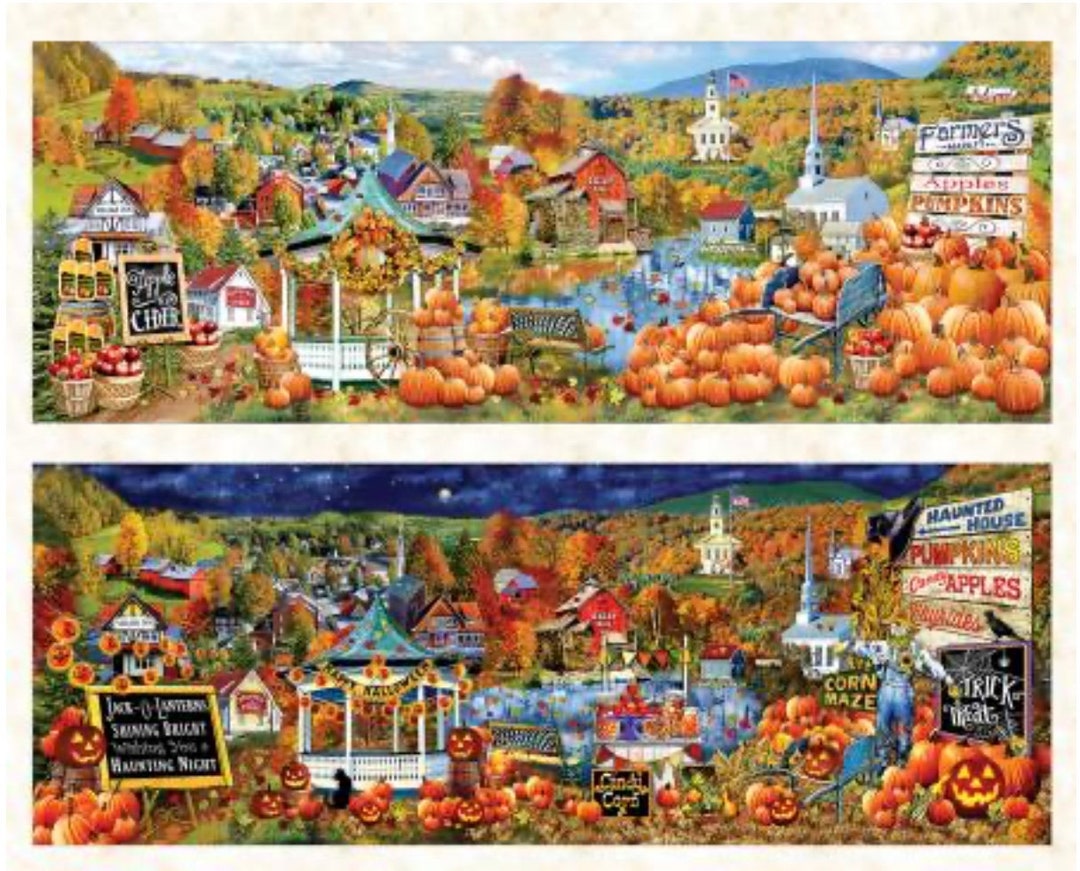 Fall Season Scene Fabric Panel Table Runner - Etsy