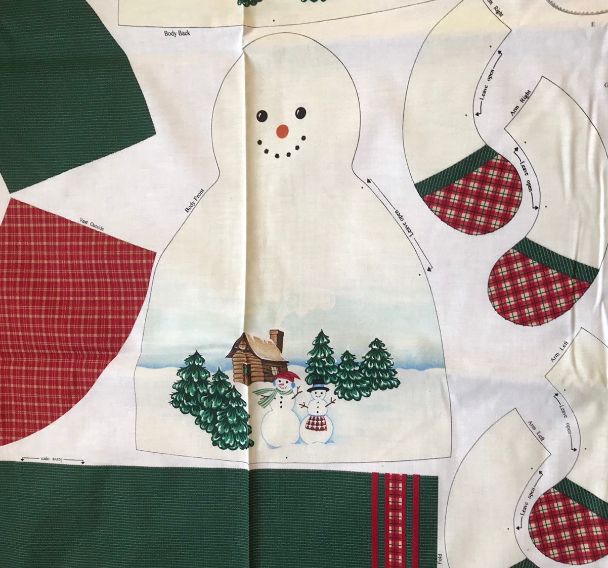 Winter Scenic Snowman Fabric Panel | Etsy