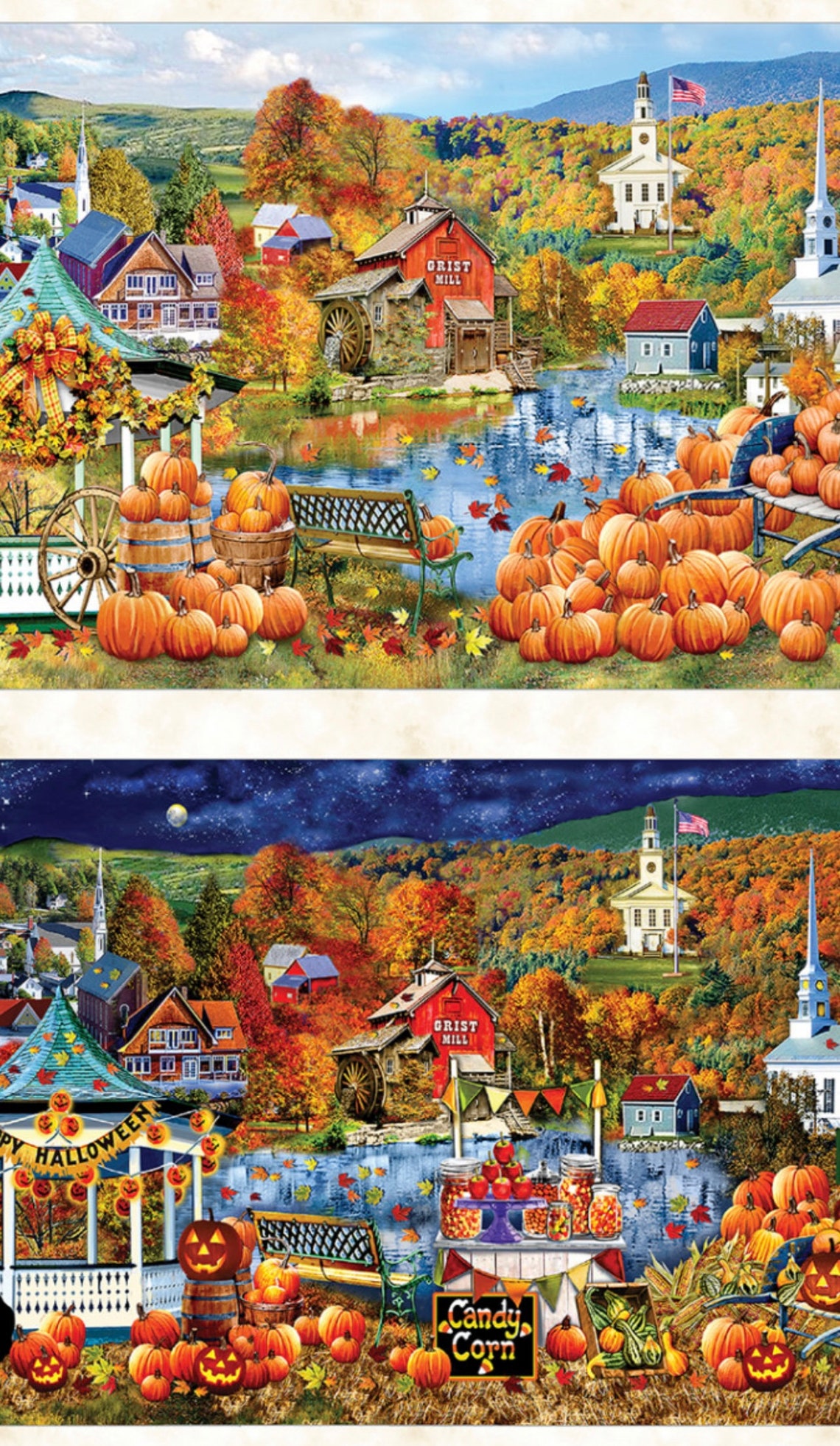 Fall Season Scene Fabric Panel Table Runner - Etsy