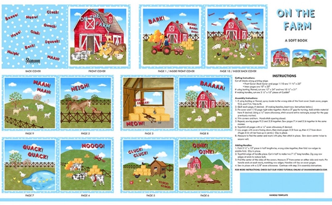 On the Farm Book Panel Digital Minky Cuddle Panel **two to Choose From ...
