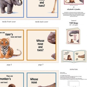 Whose Nose and Toes Animal Book Panel - Etsy