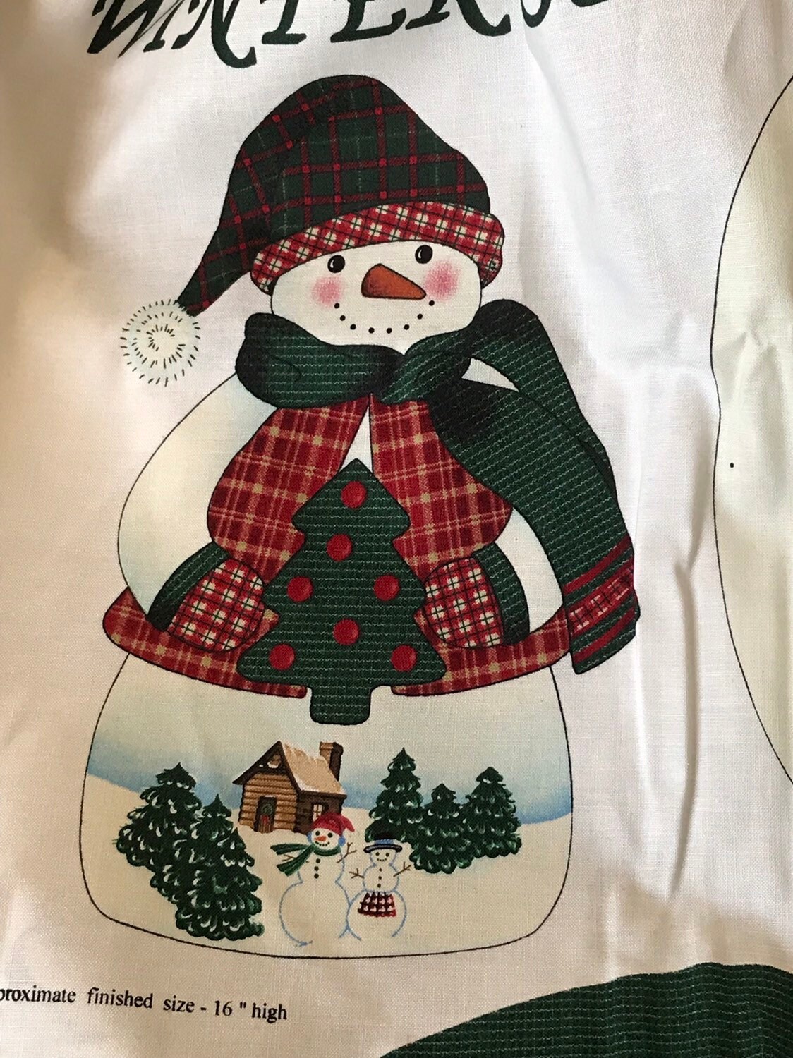 Winter Scenic Snowman Fabric Panel | Etsy