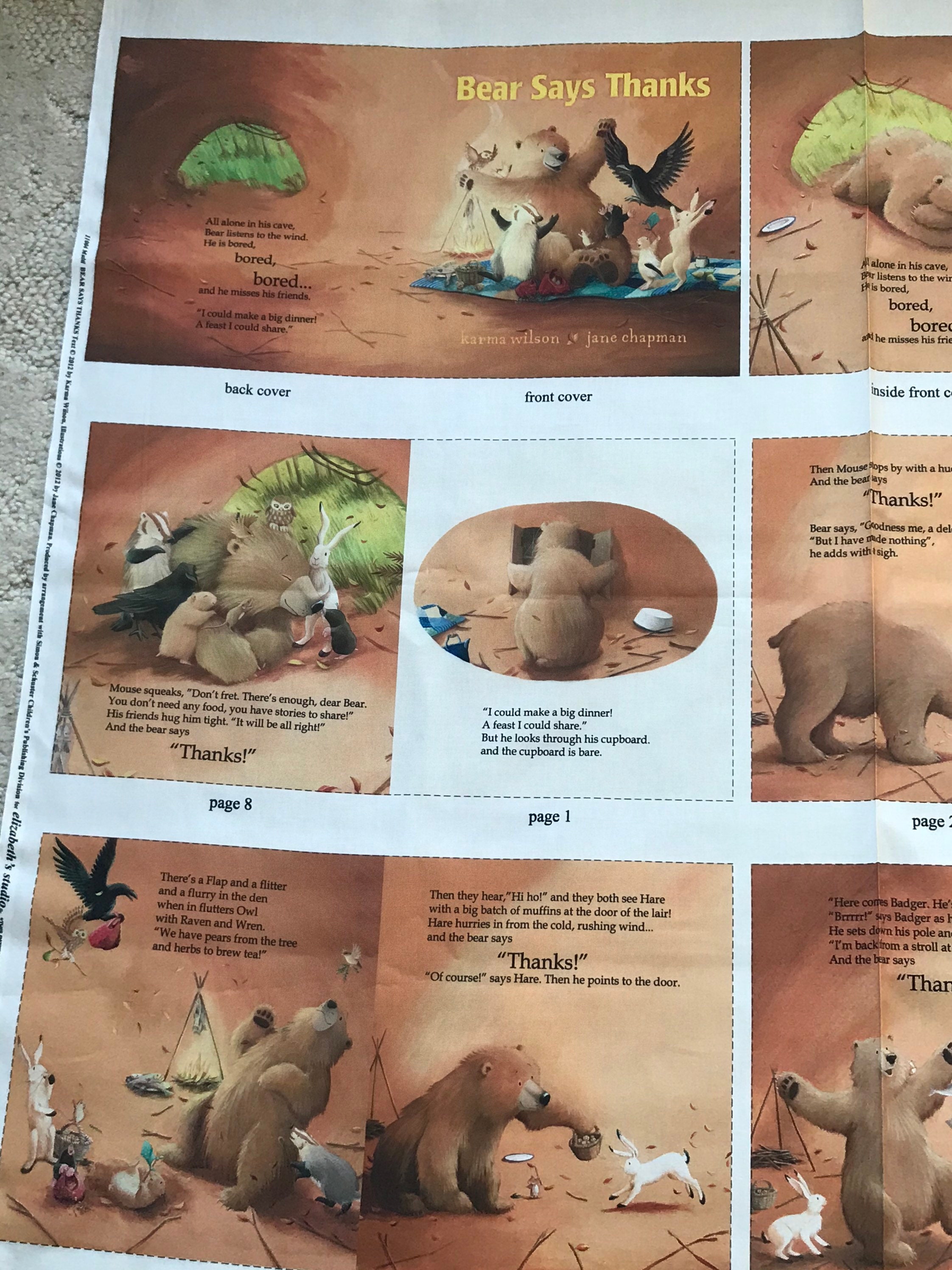 Bear Says Thanks Book Panel - Etsy