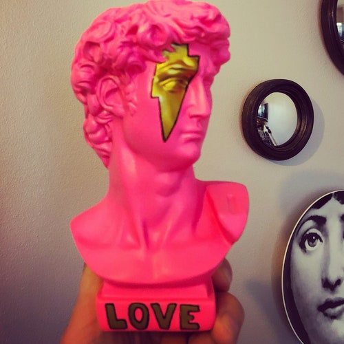 Quirky Pink David Head Planter Ornament Colourful Decor - Etsy