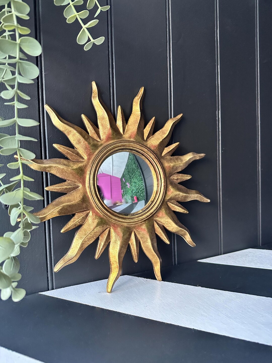 Fabulous Antique Gold Sunburst Small Convex Mirror | Gallery Wall Decor ...