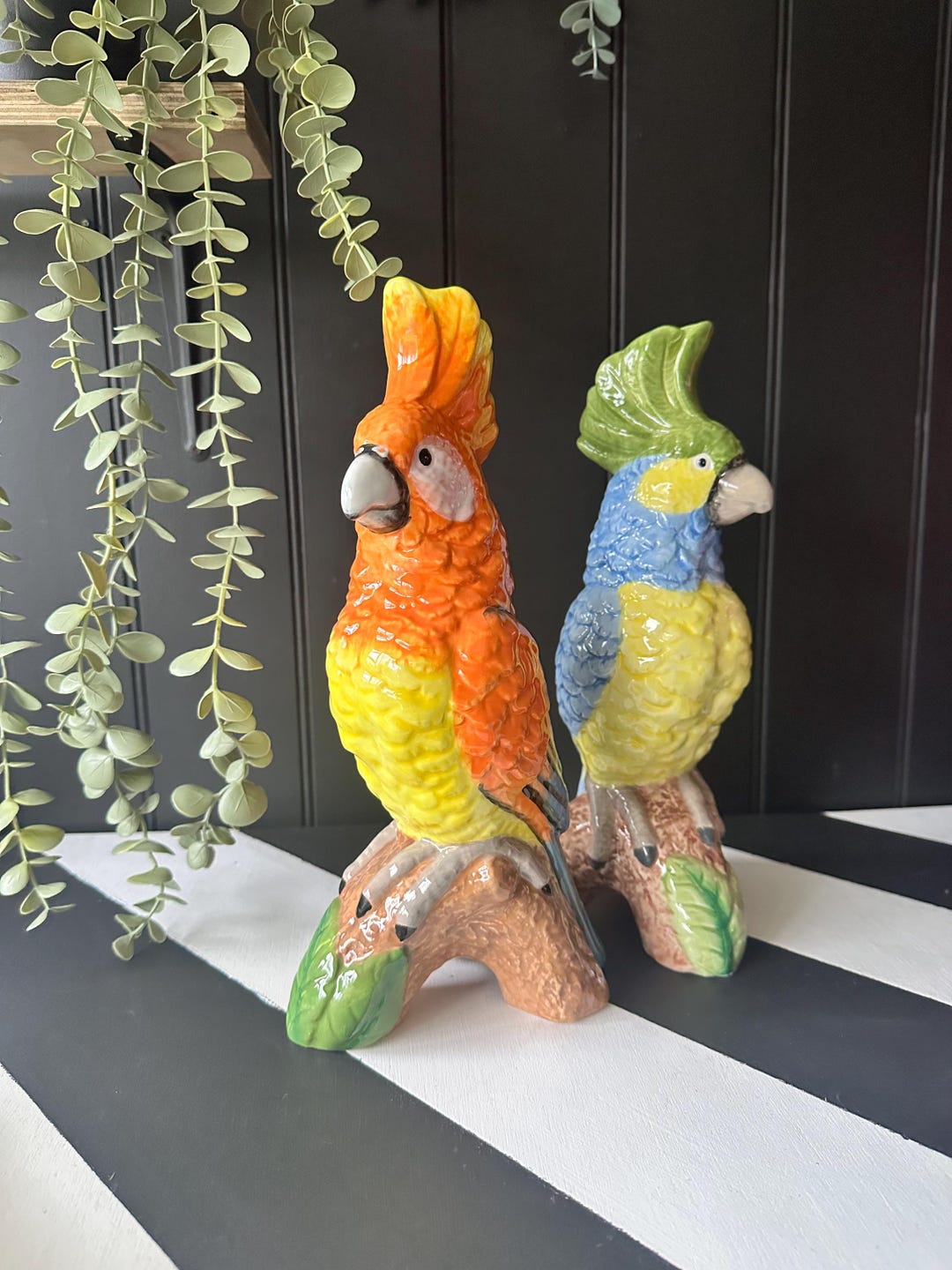 Parrot on Perch Ceramic Vase Decorative Vase Eclectic Decor Quirky ...