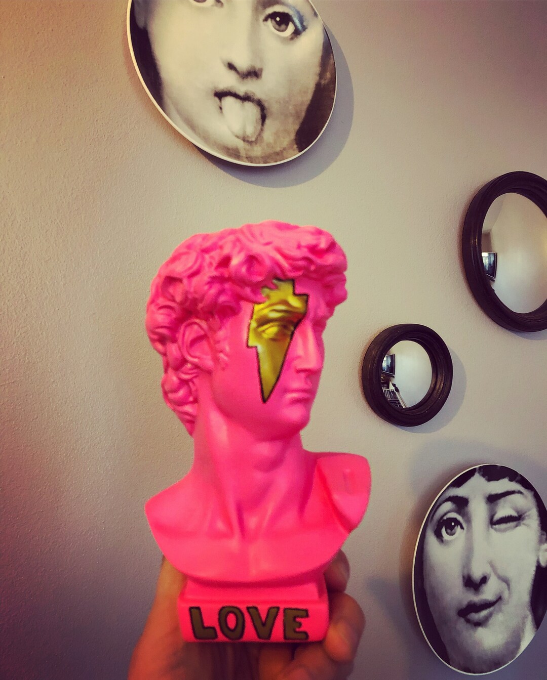Quirky Pink David Head Planter Ornament Colourful Decor Eclectic Decor ...