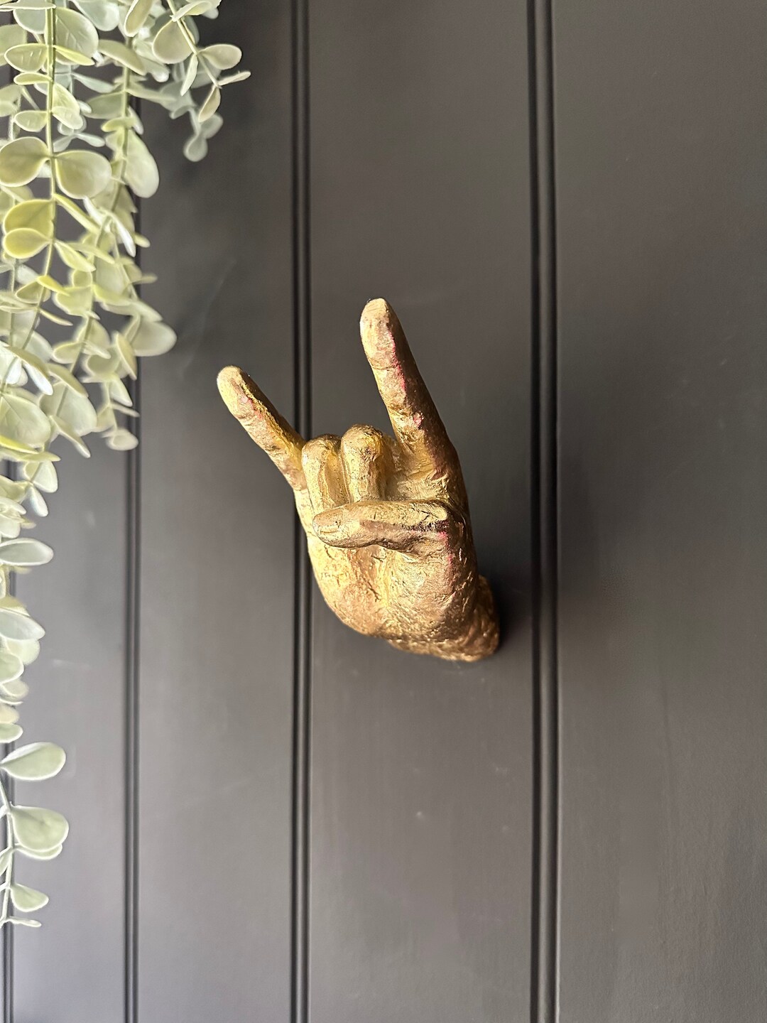 Quirky Small Gold Rock on Wall Hand | Wall Art | Eclectic Decor ...
