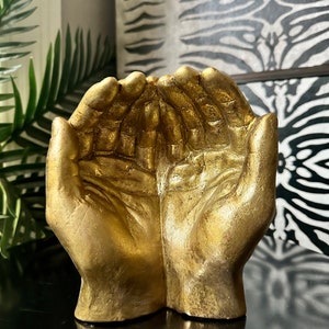 Antique Gold Wall Mounted Hands | Plant Holder | Candle Holder | Wall ...