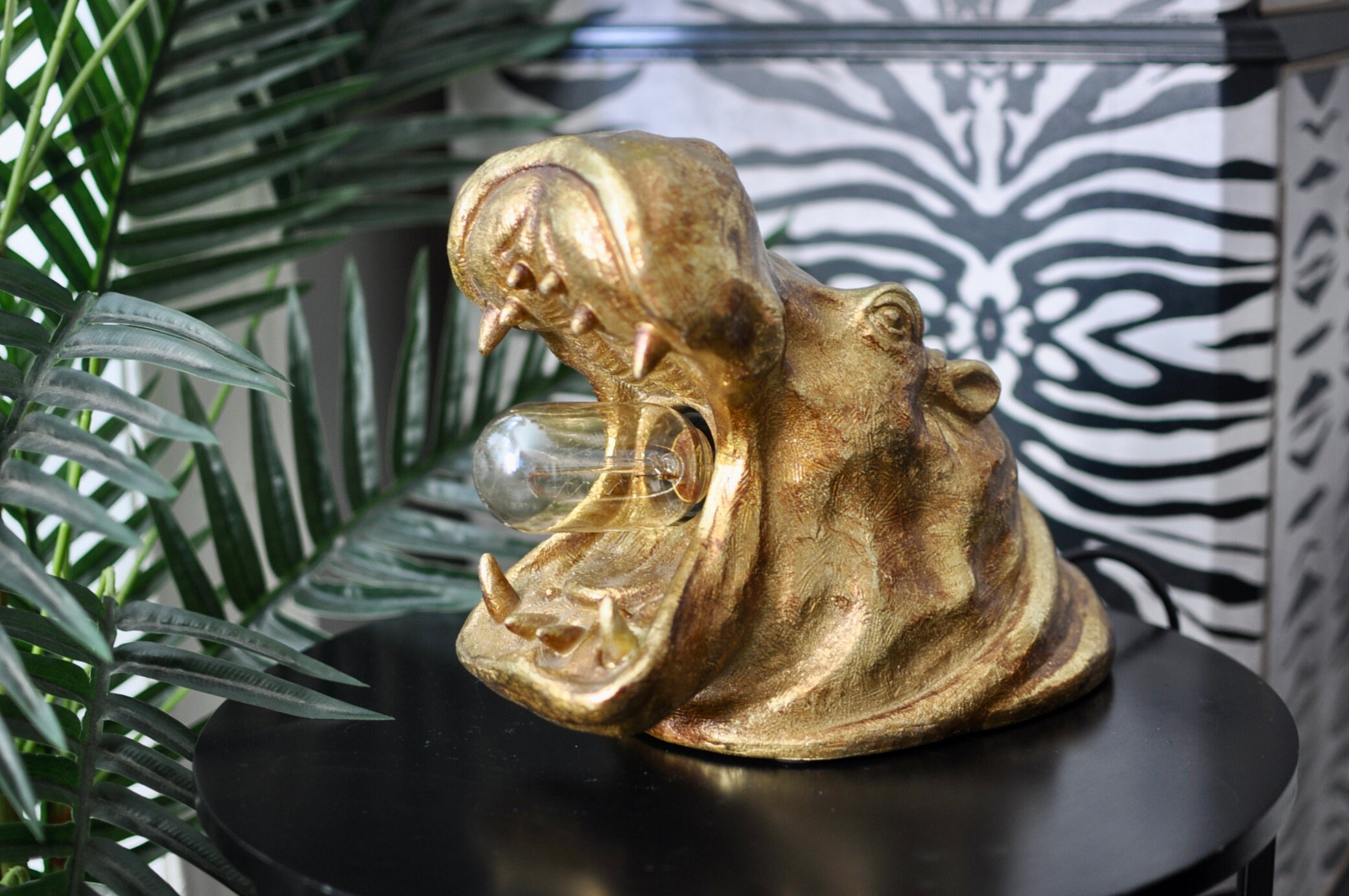 Quirky Antique Gold Hungry Hippo Table Lamp Desk Lamp | Etsy