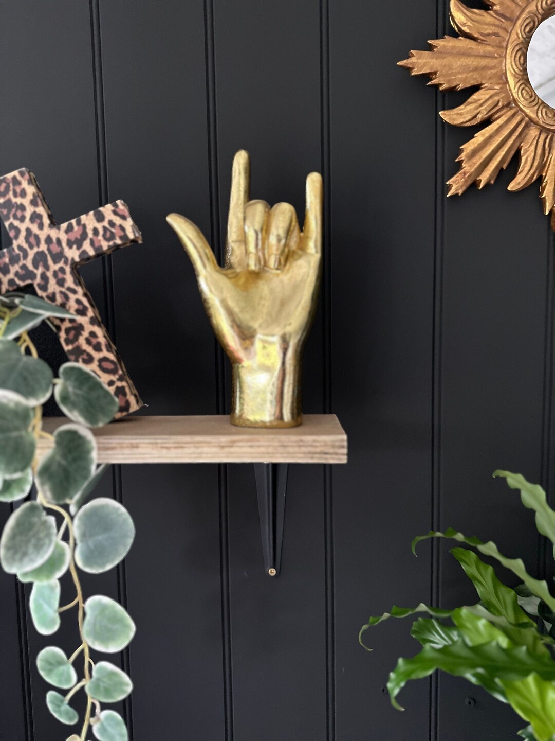 Metallic Gold Rock on Hand Sculpture: Eclectic Bar Cart Decor - Etsy