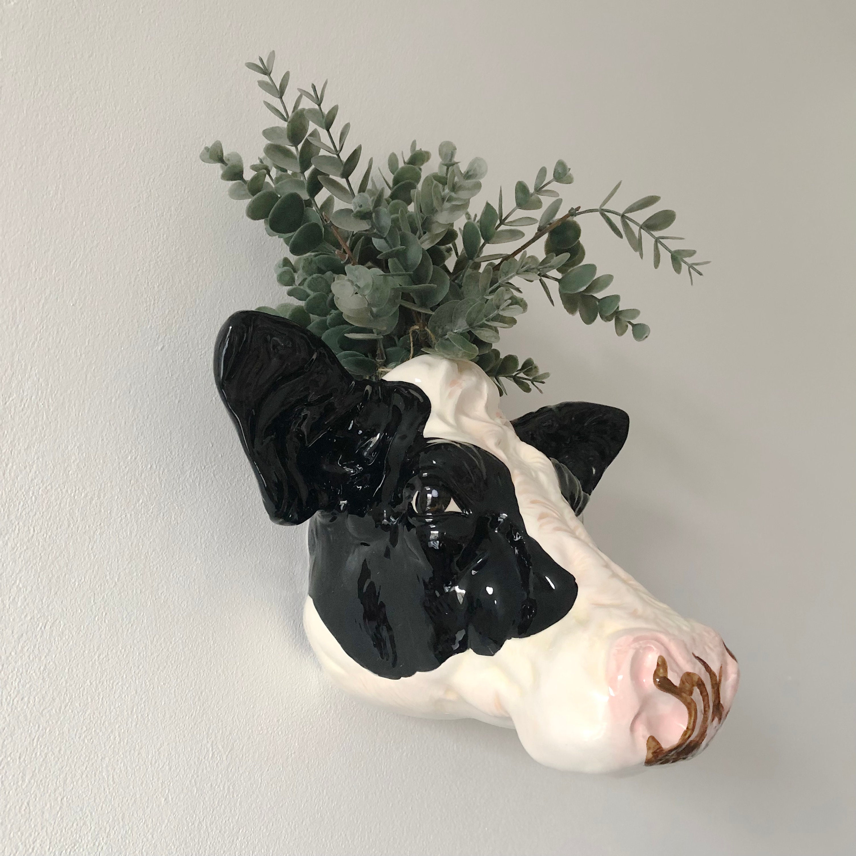 Quirky Ceramic Friesian Cow Wall Mount Vase Plant Holder - Etsy